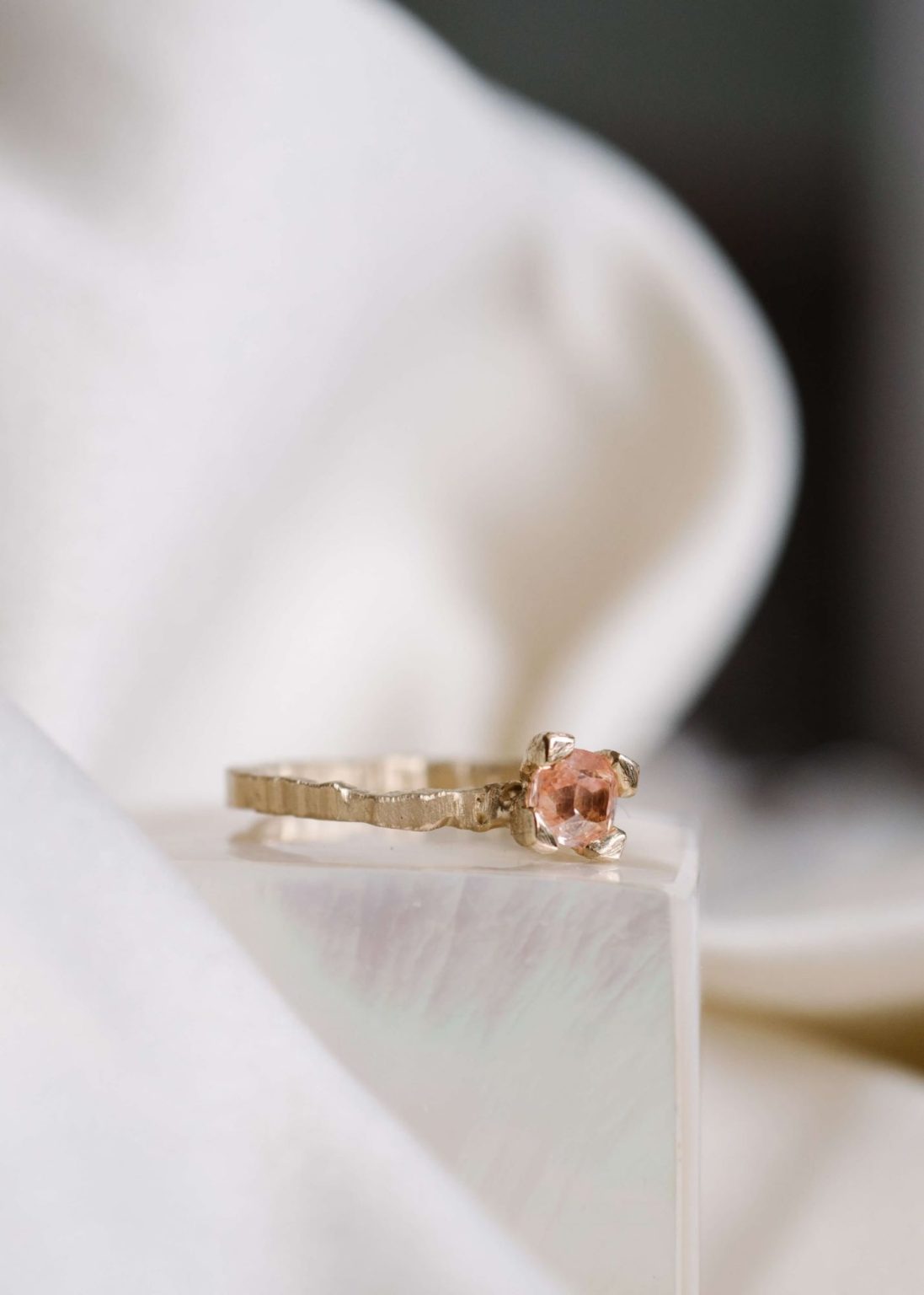 Forest Green Trillion Textured Ring - Chloe Solomon Jewellery